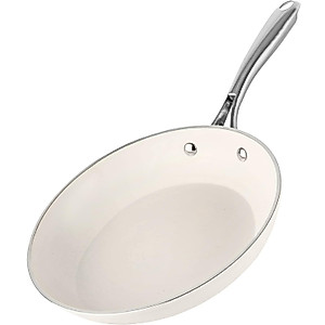GOTHAM STEEL 12 Inch Non Stick Frying Pans Nonstick Frying Pan, Nonstick Pan, Cooking Pan, Nonstick Skillet, Non Stick Pan, 100% PFOA Free Ceramic Pan for Cooking, Dishwasher Safe, Cream White