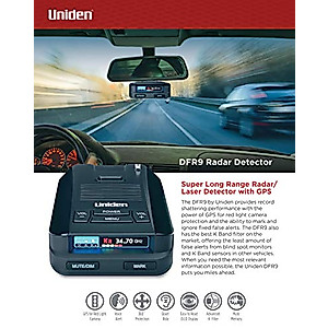 Uniden DFR9 Super Long Range Laser and Radar Detection, Built-In GPS for Red Light Cameras and Speed Camera Alerts, Easy to Read Full Color OLED Display