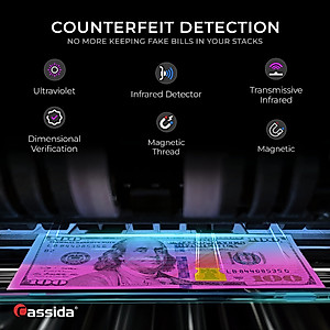 Cassida 5520 UV/MG - USA Money Counter with ValuCount, UV/MG/IR Counterfeit Detection, Add and Batch Modes - Large LCD Display & Fast Counting Speed 1,300 Notes/Minute