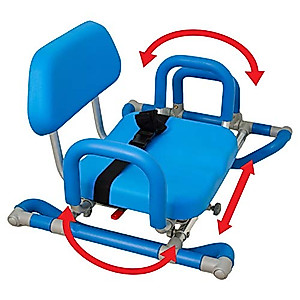 HydroSlide Sliding Shower Chair for Bathtub, Elderly Assistance Products, Transfer Chair Assist for Seniors, Disabled Products for Adults, Bathroom Aid, Padded Swivel Seat, Back, & Handles, Adjustable (Blue)
