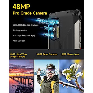 Ulefone Power Armor 13 (8GB + 128GB) Rugged Smartphone, 13200mAh Large Battery, FHD+ 6.81" Screen Octa-core 48MP Quad Camera Android 11, NFC OTG Wireless Charging, IP68 Waterproof Unlocked Cell Phone