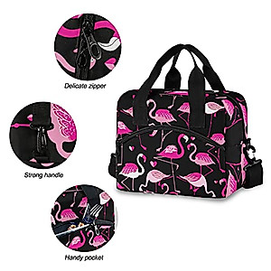 ALAZA Pink Flamingo Animal Insulated Lunch Box Reusable Cooler Bags with Shoulder Strap for Women Men Adults, 19-Can (12.5L)