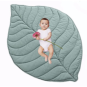 Large Cotton Leaf Baby Play Mat, Machine Washable Thick Play Mat for Baby Gift, Floor Tummy Time Baby Mat for Girls and Boys,Baby Play Mat Creeper Nursery Rug