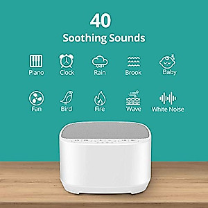 Magicteam Sleep Sound White Noise Machine with Natural Soothing Sounds and Memory Function 32 Levels of Volume Powered by AC or USB and Sleep Timer Sound Therapy for Baby Kids Adults (B-White)