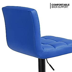 MoNiBloom Adjustable Bar Stools Set of 2 PU Leather Swivel Counter Height Modern Square Island Barstool with Back for Kitchen Counter Chairs, Blue