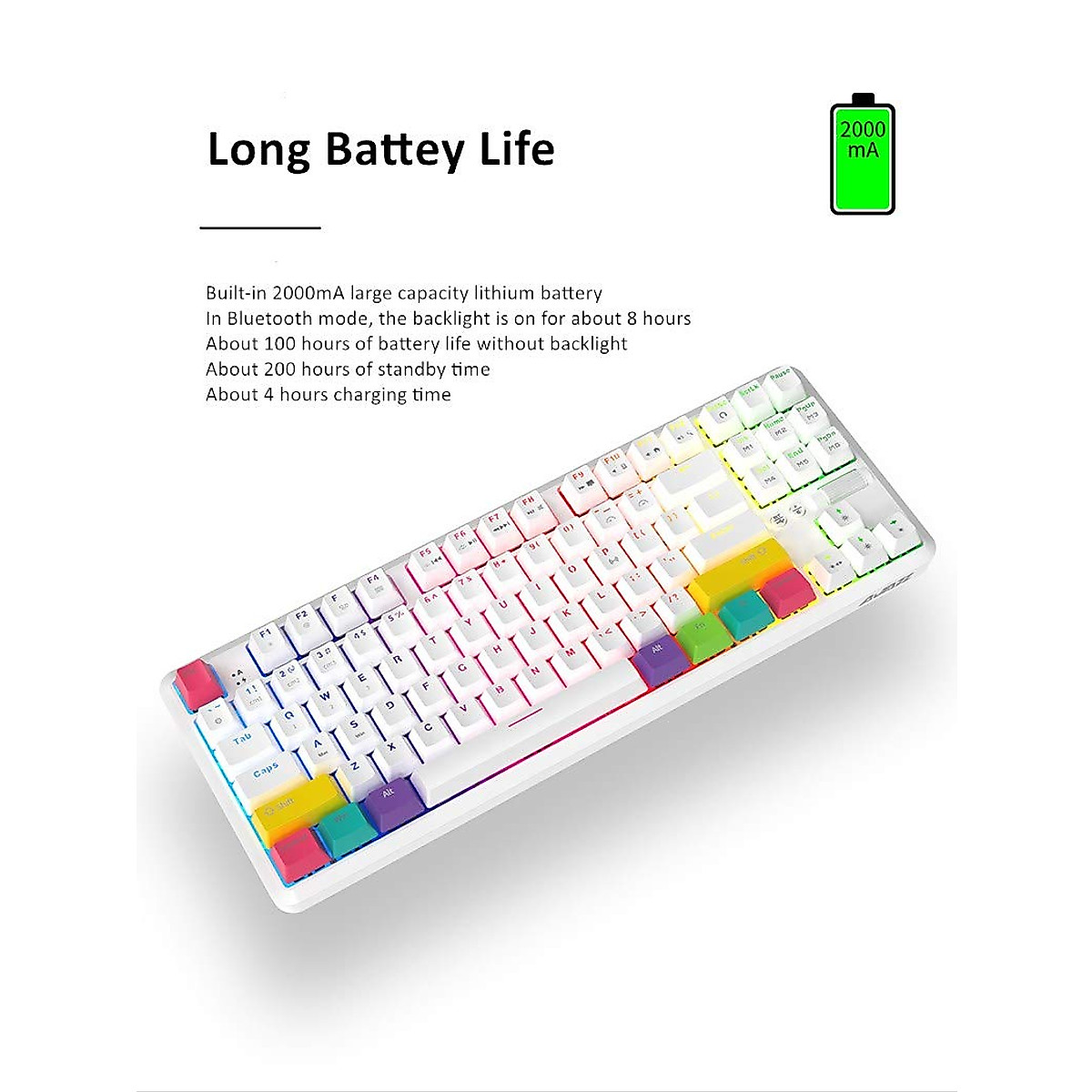 FIRSTBLOOD ONLY GAME. K870T 80% Bluetooth/Wired Dual Mode Mechanical Keyboard, 87 Keys Compact Computer Keyboard with Red Switch, RGB Backlight