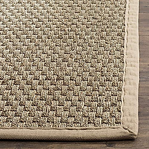 SAFAVIEH Natural Fiber Collection Accent Rug - 2'6" x 4', Natural & Beige, Border Basketweave Seagrass Design, Easy Care, Ideal for High Traffic Areas in Entryway, Living Room, Bedroom (NF114A)