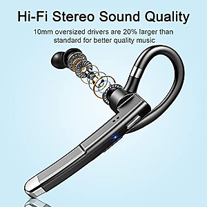 Jugeman Bluetoth Headset, Bluetoth 5.1 in Ear Bluetoth Earpiece, Hands-Free Earphones with Stereo Noise Canceling Mic, 35H Talking Time 180H Standby, Bluetoth Earpiece for Driving/Business/Office