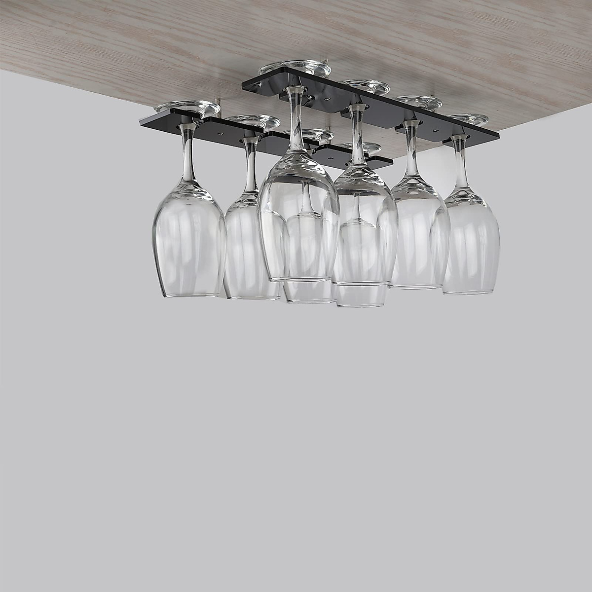 WANLIAN Wine Glass Frame Wall -Mounted Wine Glass Storage Shelf Cabinet Cabinet Cabinet Wine Glass Wine Glass Reserve Hanger Kitchen bar Restaurant Screwdriver Installation (Black 2 Set)