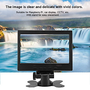 7 inch LCD Monitor, 16:9 800:1 1024x600 250cd/m² LED Backlight Widescreen 1080P HD Monitor Mini Screen w/Speaker,Support HDMI/VGA/AV,for/Car Display/CCTV(US)