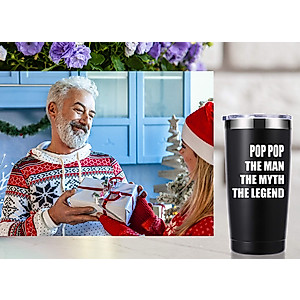 momocici Pop Pop The Man The Myth The Legend 20 OZ Tumbler.Grandpa Gifts.Birthday Gifts,Christmas Gifts for Men,New Grandpa,Grandpa Again,Granddad,New Grandfather,Husband,Men Travel Mug(Black)