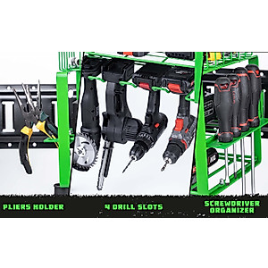 AUTOSwpozo E-Track Power Tool Organizer, Heavy Duty Metal Tool Shelf, Utility Storage Rack in Trailers, Garages and Trucks with E-Track (Green)