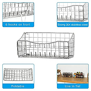 2 Pack Adhesives Shower Caddy No Drilling 304 Stainless Steel Foldable Wall Mount Shelf Basket With Removable Hooks for Hanging Sponge,Shower Organizer Bathroom Shelves