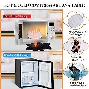 Yipem Microwave Heating Pad for Period Cramps Pain Relief - Microwavable Stuffed Animal for Cramps Neck Shoulder Muscles Knee Joints - Cute Cat Gifts for Women - Small Black Cat