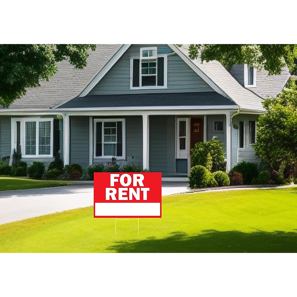 Double Sided Plastic Home for Rent sign - Set of 3 Pieces 12x8 Inch - Yard Sign with Tall Stands for Rentals Home Car Apartment Stores Business - Lawn Signs with Stakes and Garage Sale Sign