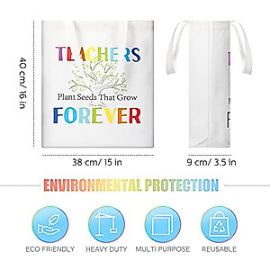 Xuniea 6 Pcs Teacher Appreciation Gifts for Women Graduation Tote Canvas Shopping Bags with Pocket (Cute Style)