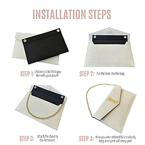 Uptown Clutch Conversion Kit with Gold Chain Wristlet Insert Wallet on Chain WOC Uptown Pouch Insert (Black)