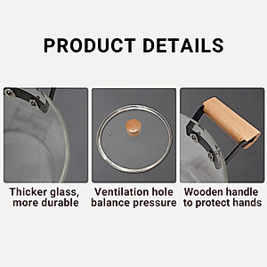 Glass Pot,3.5L(3.69 Quart) Glass Simmer Pot with Lid,Transparent Crock Pot,Heat Resistant Handles,Safe Borosilicate Glass