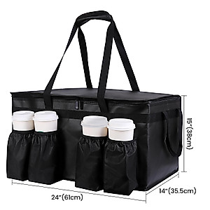 Catering Bag for doordash 22x14x13 hot Boxes Insulated Food Delivery Bag with Cup Holders/Drink Carriers Premium XXL, Great for Beverages, Grocery, Pizza, Commercial Quality Hot and Cold