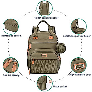 Diaper Bag Backpack, Diaper Bag Tote, WELAVILA Large Convertible Baby Bags, Gray & Army Green