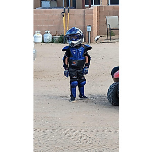 Kids Dirt Bike Gear Chest Protector Motocross Gear Motorcycle Armor Vest Elbow Guard Knee Shin Guard Pads Youth Motorcycle Protective Gear (Blue, S:(Height:39.37"-45.27"))