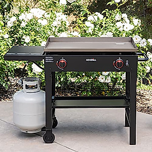 Nexgrill 2-Burner Propane Gas Griddle, 38,000BTUs, 514 sq. in. Flat Top for Outdoor Cooking, Patio, Tailgating, and Backyards, Cart with Caster, Side Shelves, Black, 720-0785