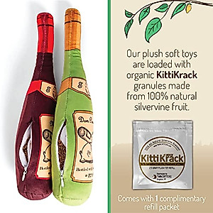 TWINCRITTERS KittiLush 2-Pack Organic Silvervine Catnip Substitute Toys for Cats & Kittens | 100% All-Natural Wild Harvested Silvervine | 2 TWINCRITTERS Refillable Wine Bottle Plush Cat Toys