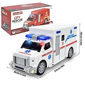 CYKT Ambulance Toys for Kids 3-12 Years Old, Electric Toys - with Bright Flashing 4D Lights and Real Sounds for Boys & Girl Ages 3+ Miracle Gift (White) (HC034)