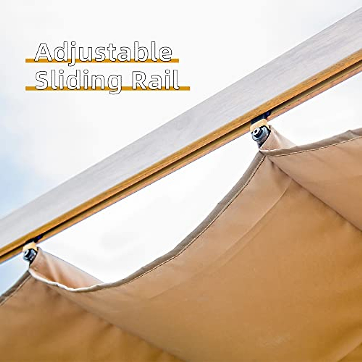 Domi 9’x13' Outdoor Retractable Pergola Against The Wall with Sun Shade Canopy, Pergolas and Gazebos Clearance, Patio Metal Canopy for Deck, Garden, Backyard(Wood-Looking)