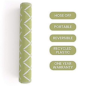 Indoor/Outdoor Area Rug - Made from 100% Recycled Polypropylene Plastics Great for Patios, Porches, Camping, and The Beach - Outdoor Waterproof Carpet (5' x 7', Karlo-Green)