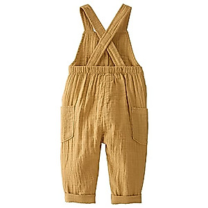 little planet by carter's Baby Organic Cotton Gauze Overall Jumpsuit, Prairie Grass, 9 Months