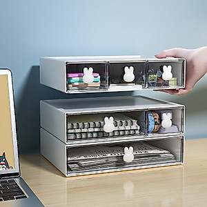 Marbrasse Desk Organizer with 6 Drawers, 3 Tier Stackable Storage Drawers Plastic Makeup Storage, Office Organizers and Storage, Desk Storage Box for Office, School, Home