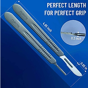 MEDHELP Pack of 100 Disposable Surgical Blades 11 and Pack of 3 Scalpel Handle #3 - Size 11 Scalpel Blades for Surgical Knife Scalpel, High Stainless Steel Dermablade Surgical Blades