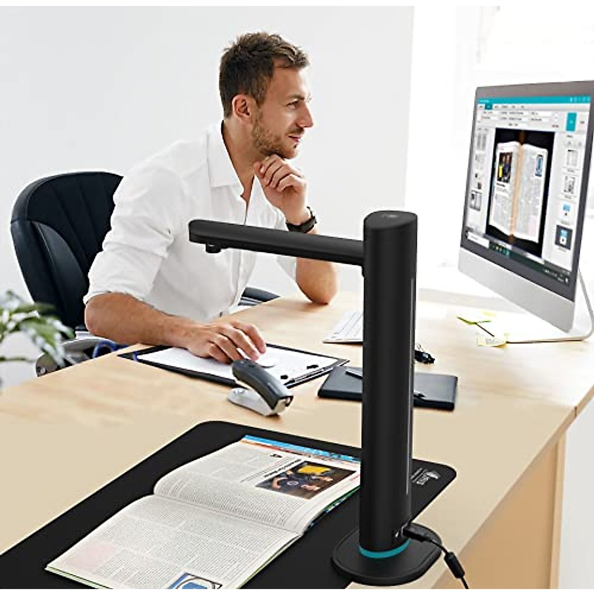 IRIScan Desk 6 Business-Prof.Document,Receipt,Book Scanner,Auto-Flatten & Deskew,32MP,Capture 11x17in,136 Languages OCR,Text to Speech,PDF/Search,PDF/Word/Tiff/Excel,Video Distance Learning,Win&Mac