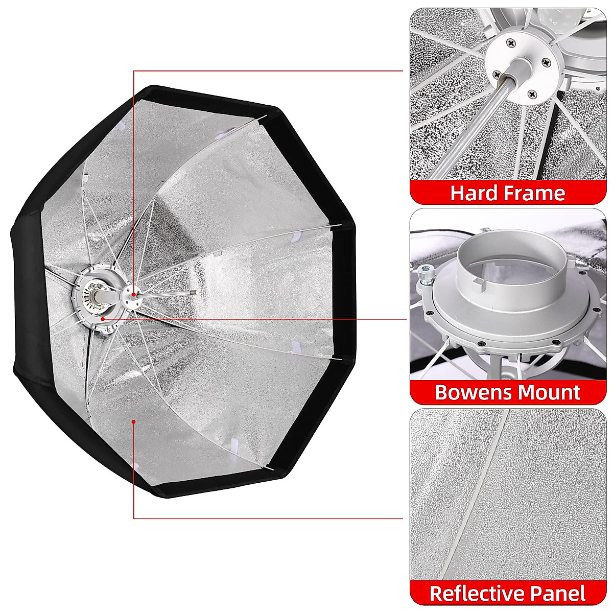 Godox SB-UE 47"/120cm Umbrella Octagon Softbox Reflector with Honeycomb Grid for Speedlight Flash (Bowens Mount)
