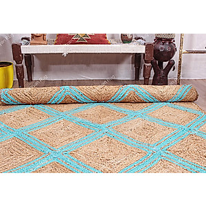 Narayan Rug Natural Jute Hand Braided Diamond Pattern Rug Bohemian Rug Decor Rug Handwoven Rug Custom Rug Decorative Rug