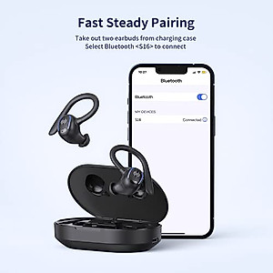 Wireless Earbuds Bluetooth Headphones 50H Playtime Bluetooth 5.3 Digital LED Display Over-Ear Earphones with Earhook Sports Headphones IPX7 Waterproof Headsets with Mic Deep Bass for Running Workout