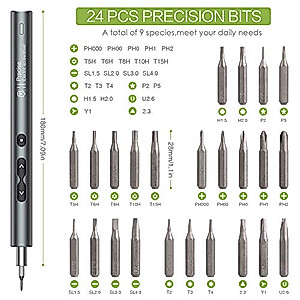 KeeKit Precision Electric Screwdriver, 28 in 1 Portable Power Screwdriver with 24 Bits, Rechargeable Repair Tool Kits with USB Charging, 3 LED Light for Phones, Camera, Laptop