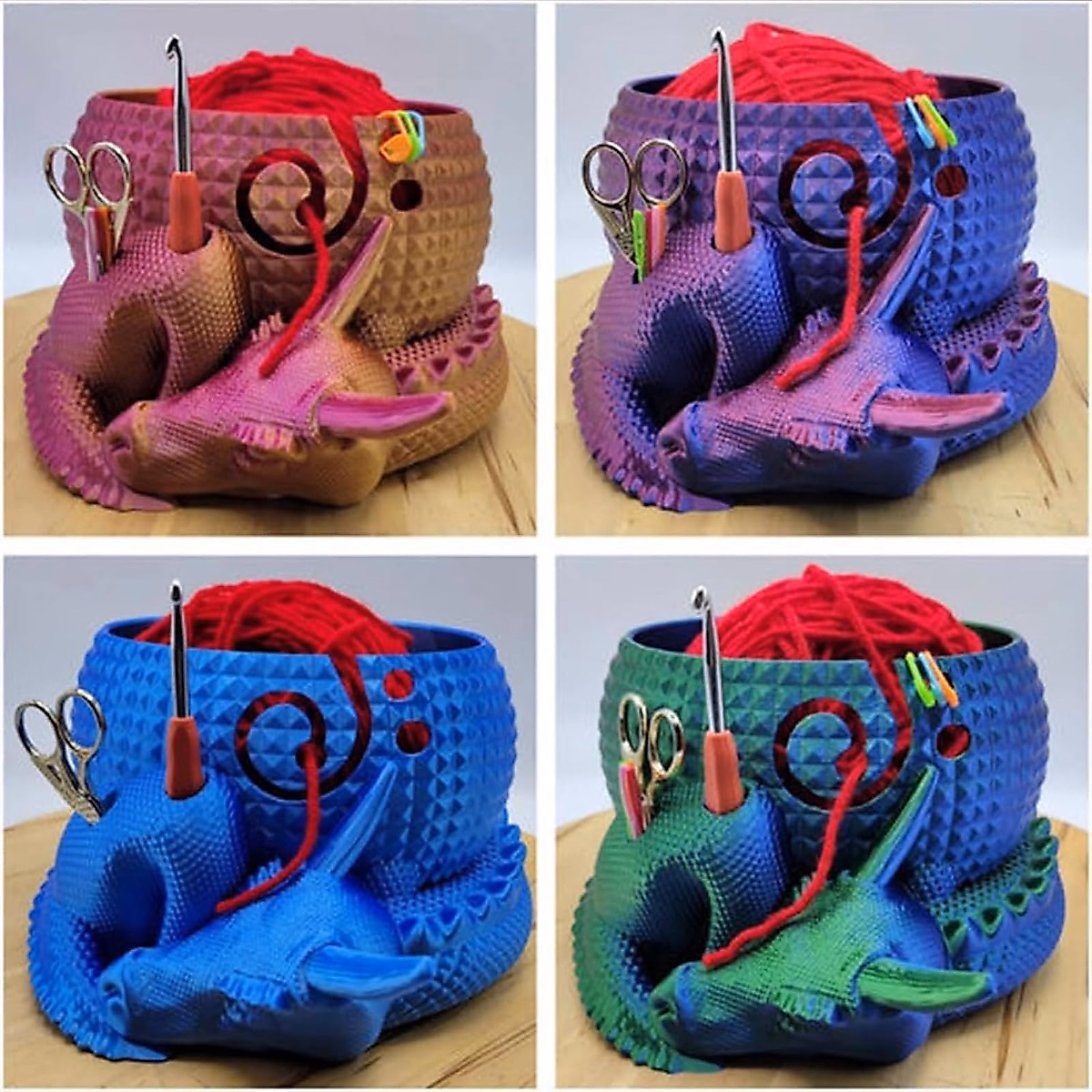 zaomengchang Large Fantasy Dragon and Egg Fantasy Bowl Knitting Or Crochet Bowl,Knitting Yarn Bowl with Holes Storage Crochet Hooks, Knitting Accessories Organizer Gifts (Purple)