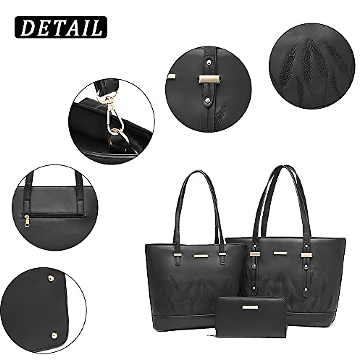 Women Fashion Handbags Tote Bag for work Shoulder Bag Top Handle Satchel gift (6602#Black)