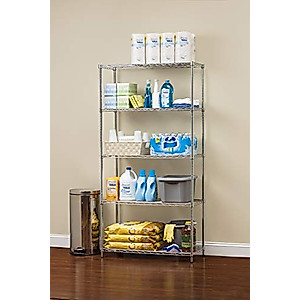 Home Storage Space HSS 5 Tier Wire Shelving Rack, Zinc, 16" Dx36 Wx72 H