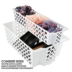 Organize Your Home Large Slide-It Baskets, 2 Pack, Stacking and Sliding Modular Storage, Great Organizing Bins for Pantry, Closet, Bedroom, Office, and all Storage, 19.2” x 12.5” x 7.5”
