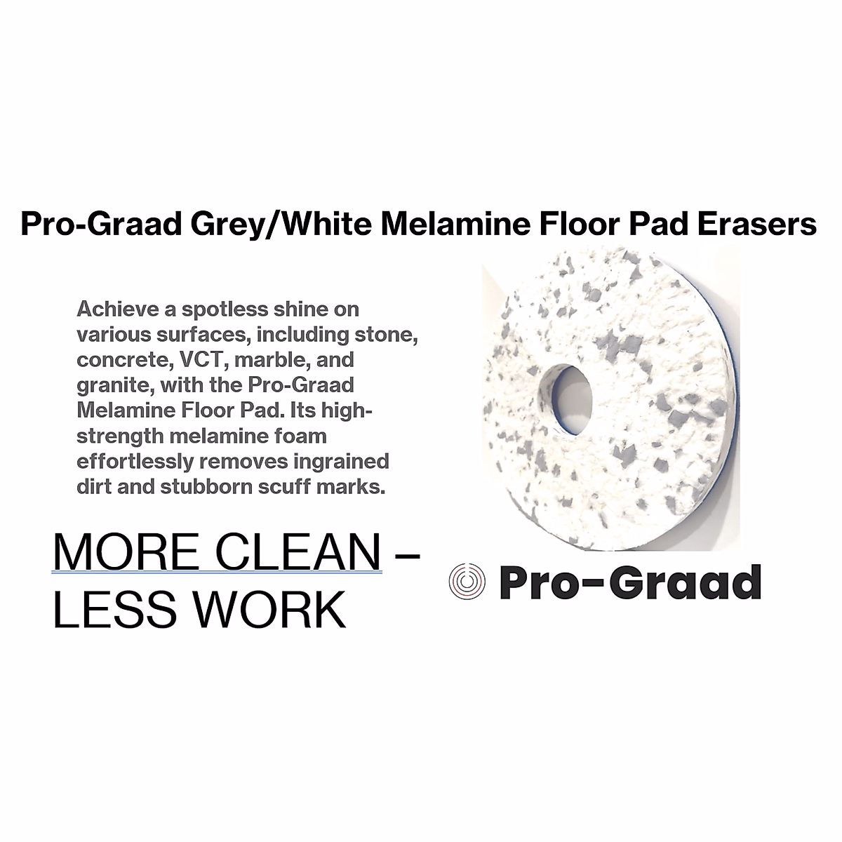 Pro-Graad 13” 330mm Grey/White Melamine Eraser Floor Pad, 68482, 5 Pack