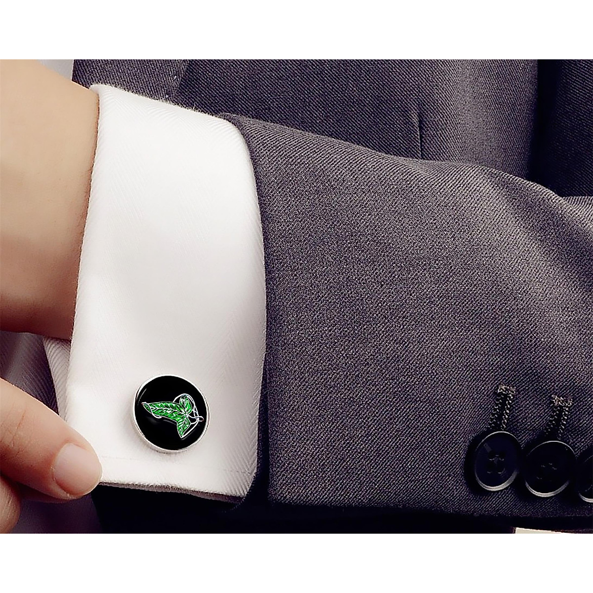 Kooer Birthday Gifts For Husband, Elven Leaf Cufflinks Wedding Cuff Links Tie Clip Gifts For Groomsman Best Man (Elven Leaf cufflinks tie clip set)