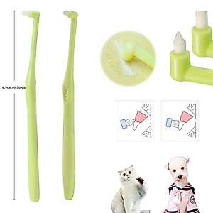 Dog & Cat Toothbrush Kit, 360º Pet Toothbrush, Food Grade Silicone Dog Finger Toothbrush, Dual Head Bristles Tooth Brush, Triple Head Dog Toothbrushes, Cleaning Brushes for Dog Cat Oral Dental