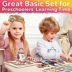 QUOKKA Toddler Puzzles Ages 2-4 – Wooden Puzzles for Kids 1-3-5 Year Old – Learning Travel Game with Numbers Animals Shapes – Wood Educational Gift for Boys and Girls