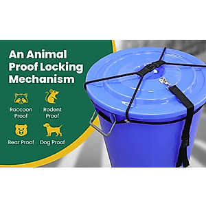 Trash Can Lid Lock - Make a Dog Proof Trash can with Our Garbage Can Lock for Wildlife, Pet & Critter Proof Locking Trash Can - Easy Install Trash Can Lock for Outdoor Garbage Can 40-60 Gallon Bin