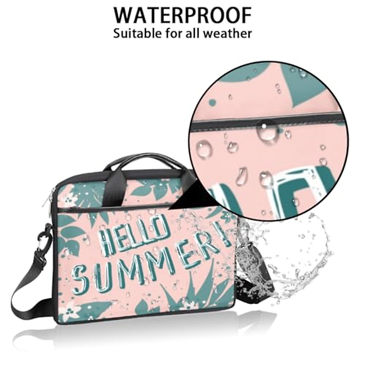 Summer Palm Tree Laptop Computer Bag Waterproof Shoulder Messenger Bag 13-15 inch Durable Laptop Tote Bag with Shoulder Strap Handle Lightweight Crossbody Briefcase
