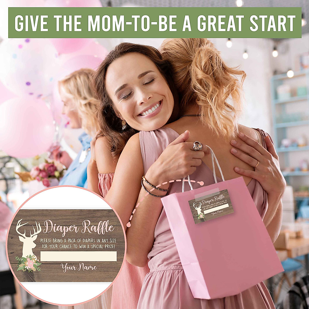 25 Baby Shower Diaper Raffle Tickets For Baby Shower Girl - Deer Baby Shower Games For Girls, Diaper Raffle Cards, Baby Raffle Tickets, Baby Shower Invitation Inserts, Baby Shower Ideas
