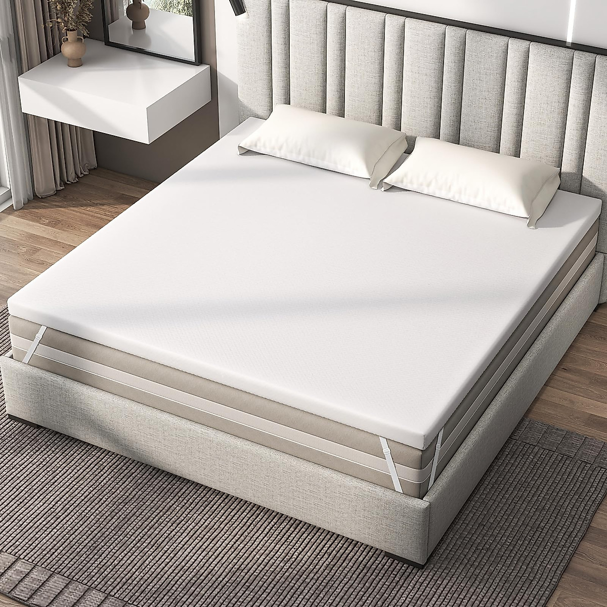 KOMFOTT 4 Inch King Gel Memory Foam Mattress Topper, Ventilated Ultra Soft Cooling Gel Mattress Pad with CertiPUR-US Certification, Pressure Relief Bed Topper for Back Pain